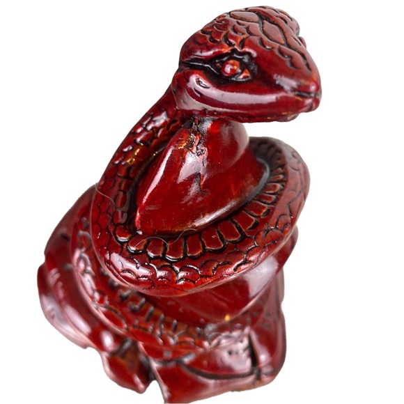 Accents | Hand Carved Red Resin Snake Figurine Chinese Zodiac Feng Shui ...